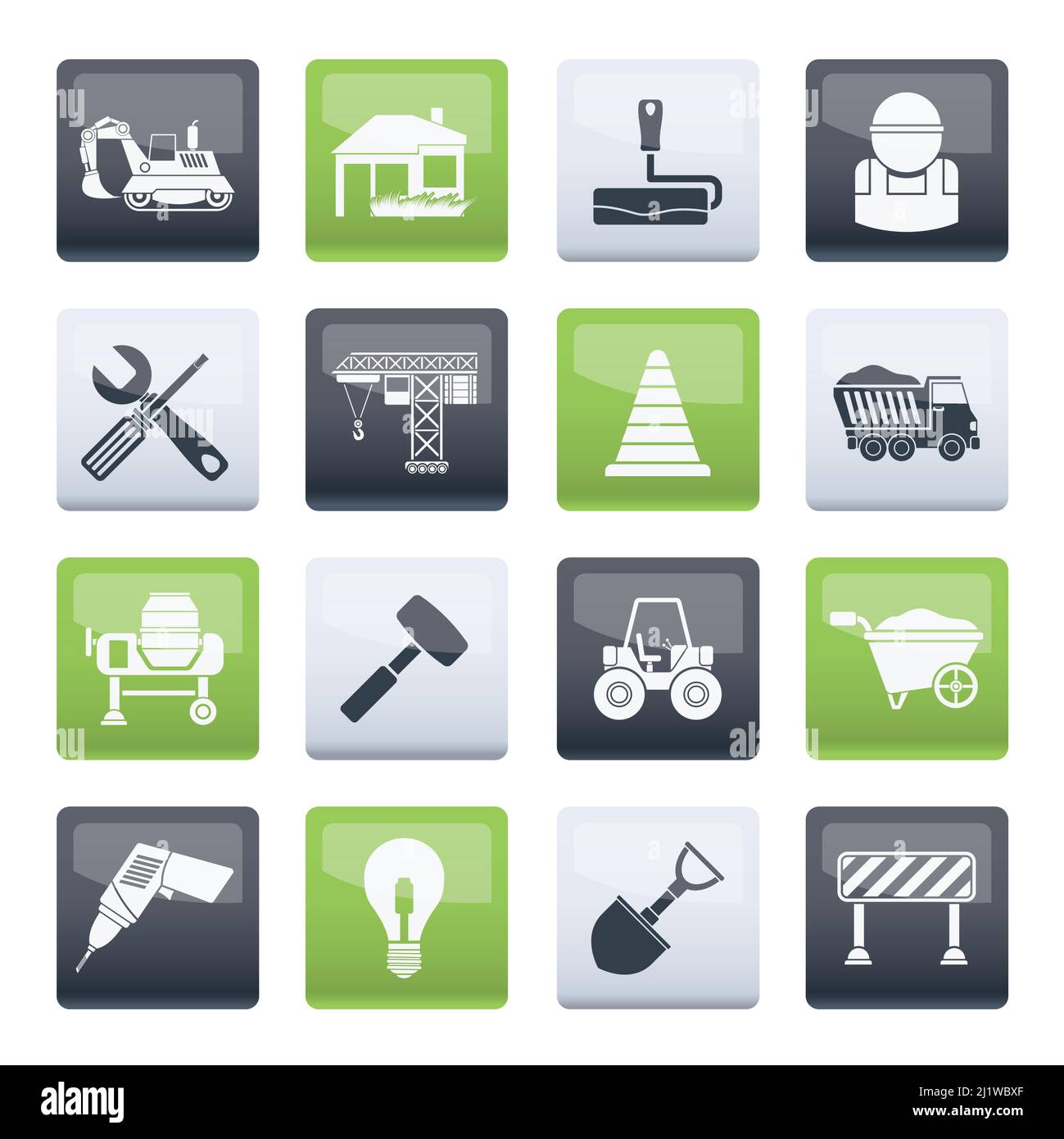Building and construction icons over color background - vector icon set ...