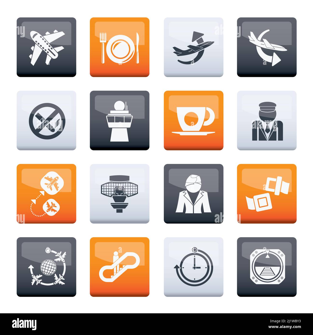 Aircraft, airport and Plane Icons - vector icon set Stock Vector Image ...