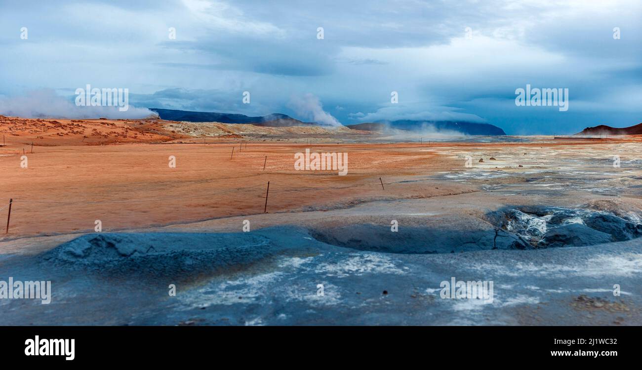 Surreal Geothermal area Namafjall near Myvatn in Northeast Iceland. It ...