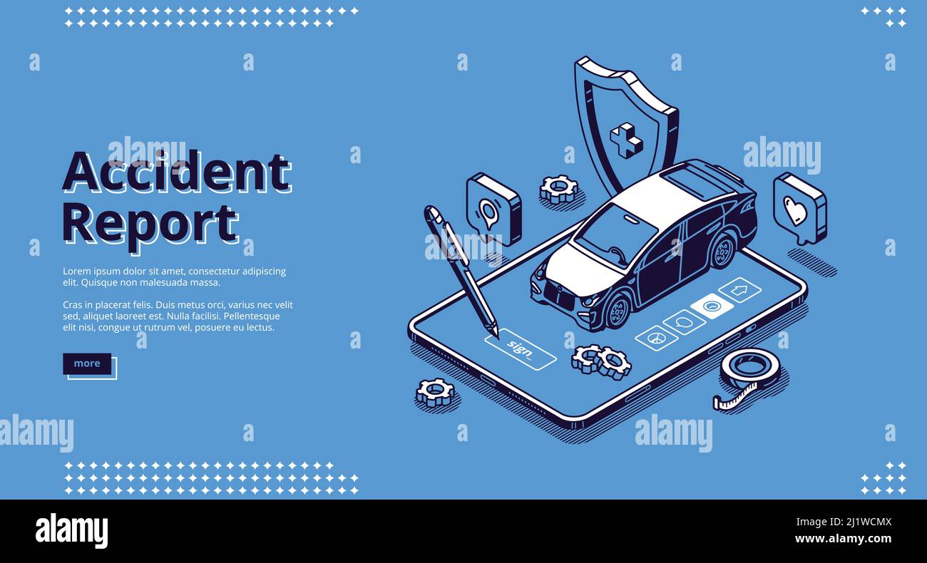 Accident report banner. Online service for registration car crush and ...
