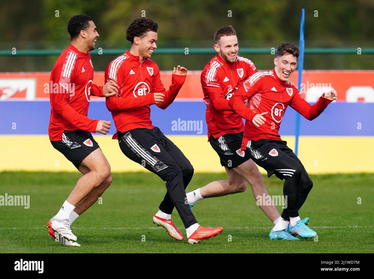 Left to right, Wales' Ben Cabango, Brennan Johnson, Rhys Norrington ...