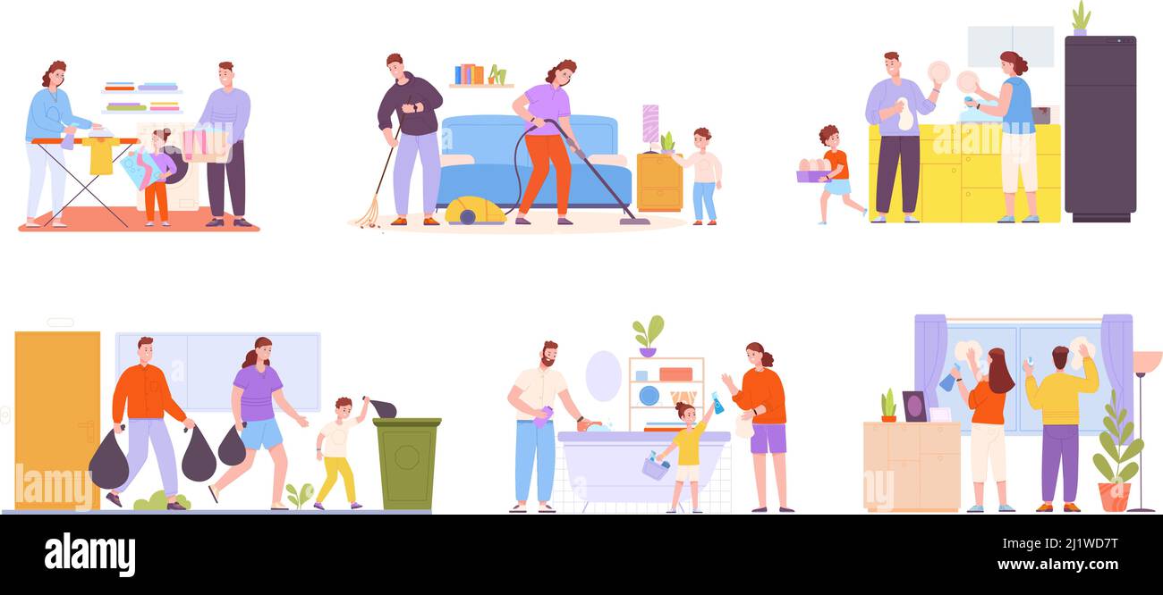 Boy girl helping house chores hi-res stock photography and images - Alamy