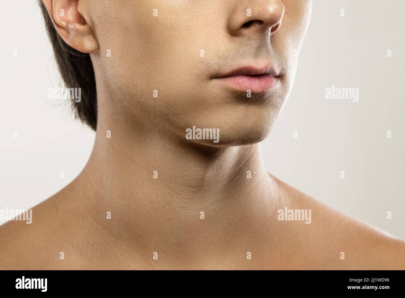 Close up of clean shaven male face Stock Photo - Alamy