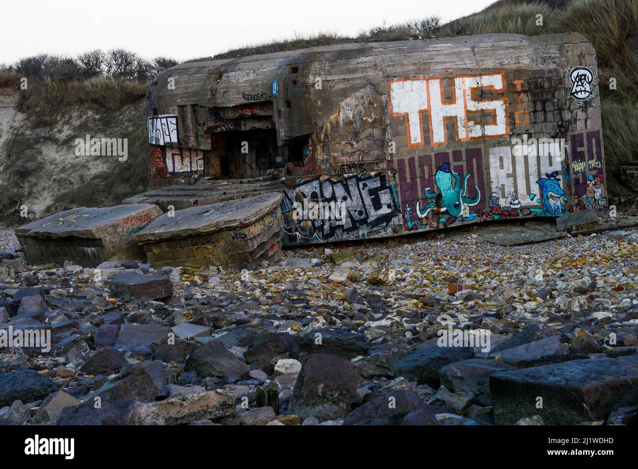 WWII blockhaus, Leffrincoucke, Nord, Hauts-de-France, France Stock ...