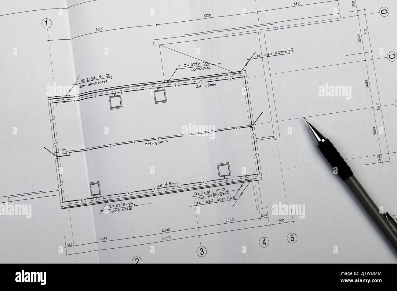 Structural details drawing. Close up view. Architectural or engineering ...