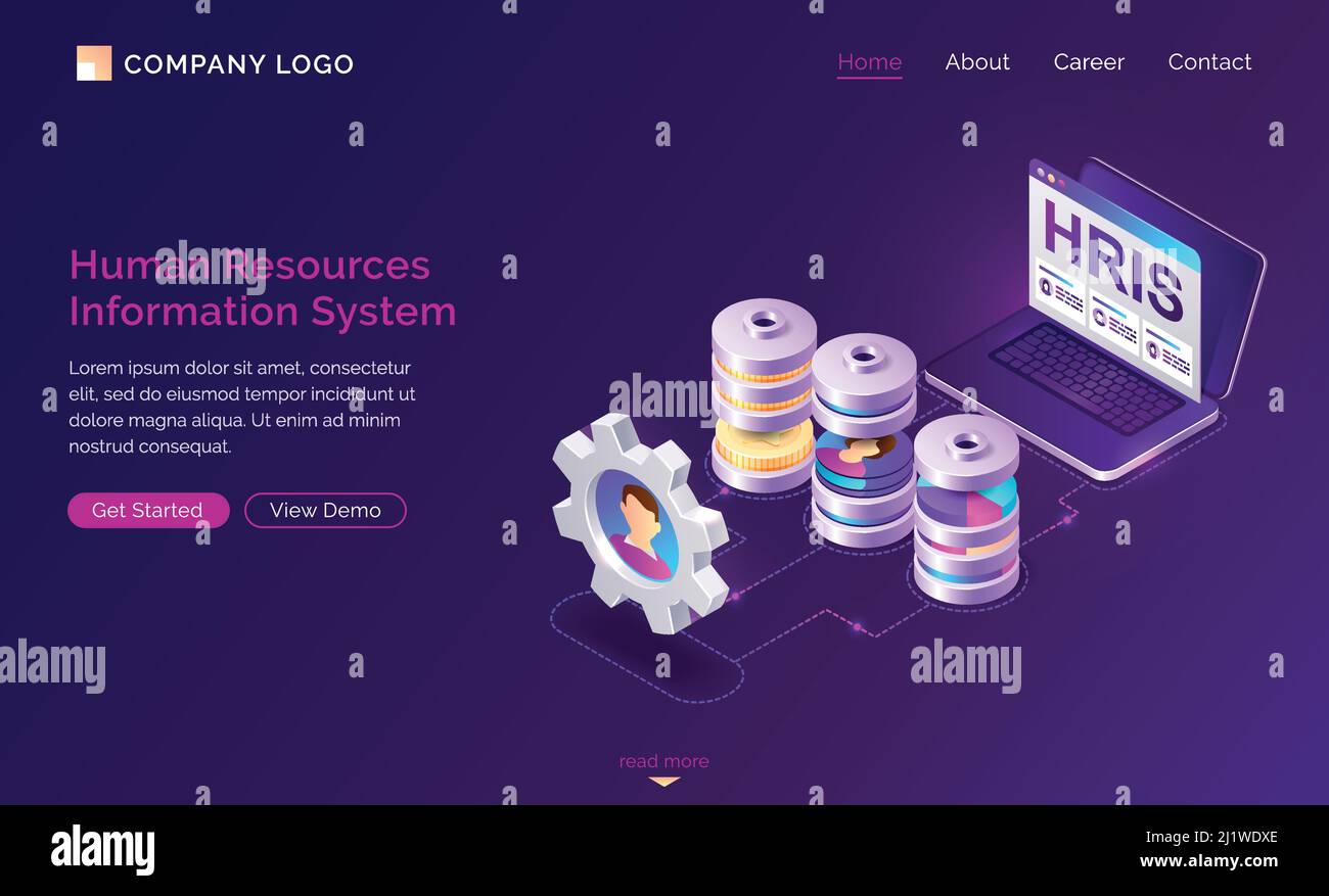 Hris isometric landing page. Human resources information system, IT and ...