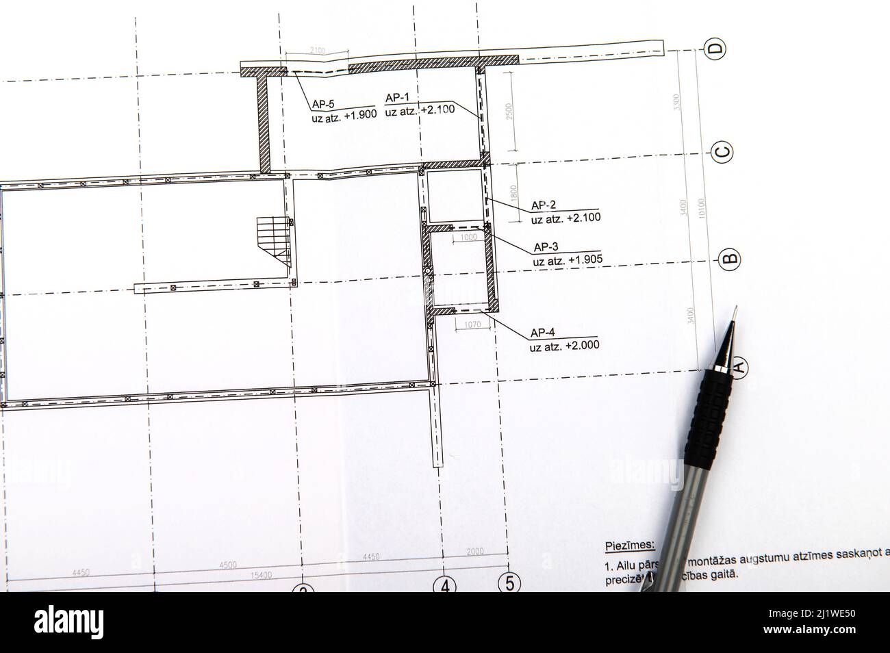 Structural details drawing. Close up view. Architectural or engineering ...