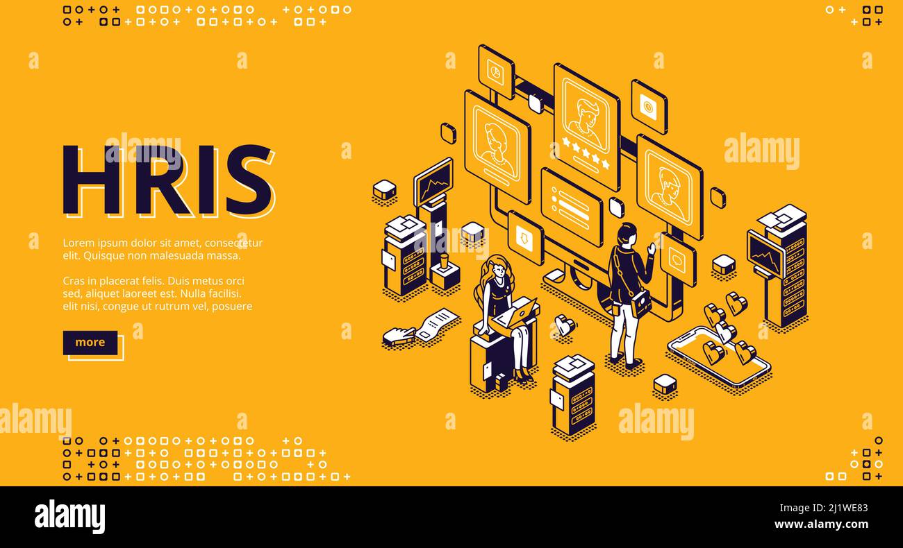 Hris isometric landing page. Human resources information system IT and ...