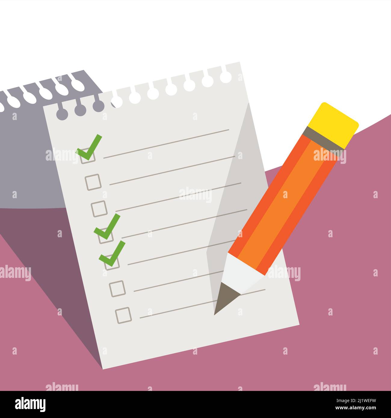 Flat design Pencil with blank task sheet - vector illustration Stock ...