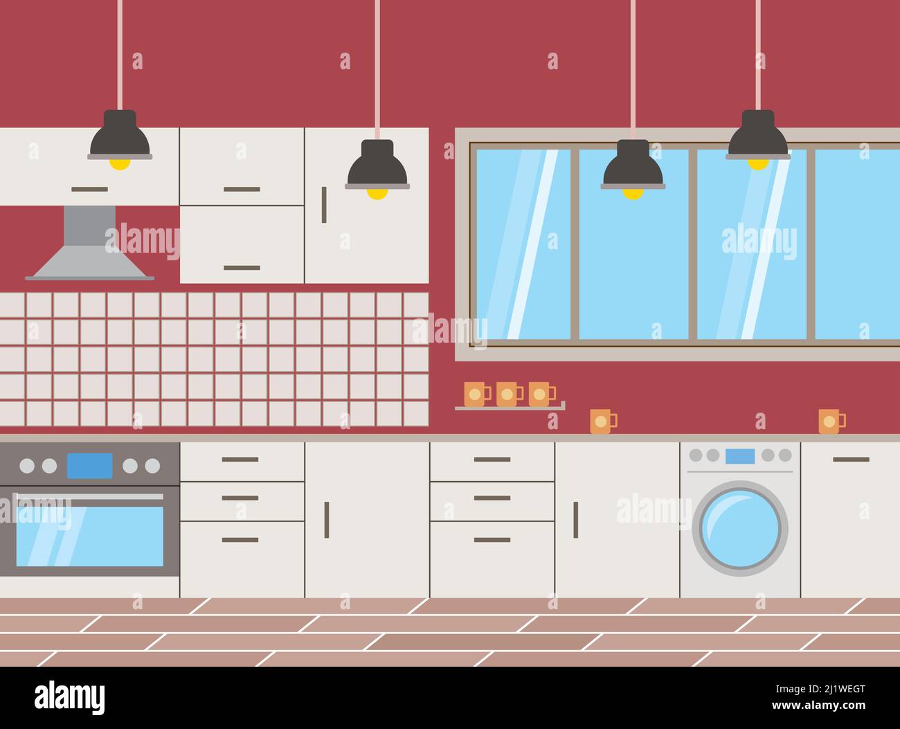 Flat design Modern kitchen interior - vector illustration Stock Vector ...