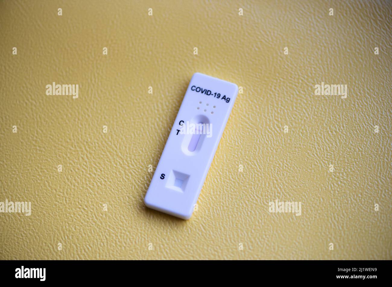 Rapid antigen detection test (RADT) with COVID-19 Ag inscription and ...