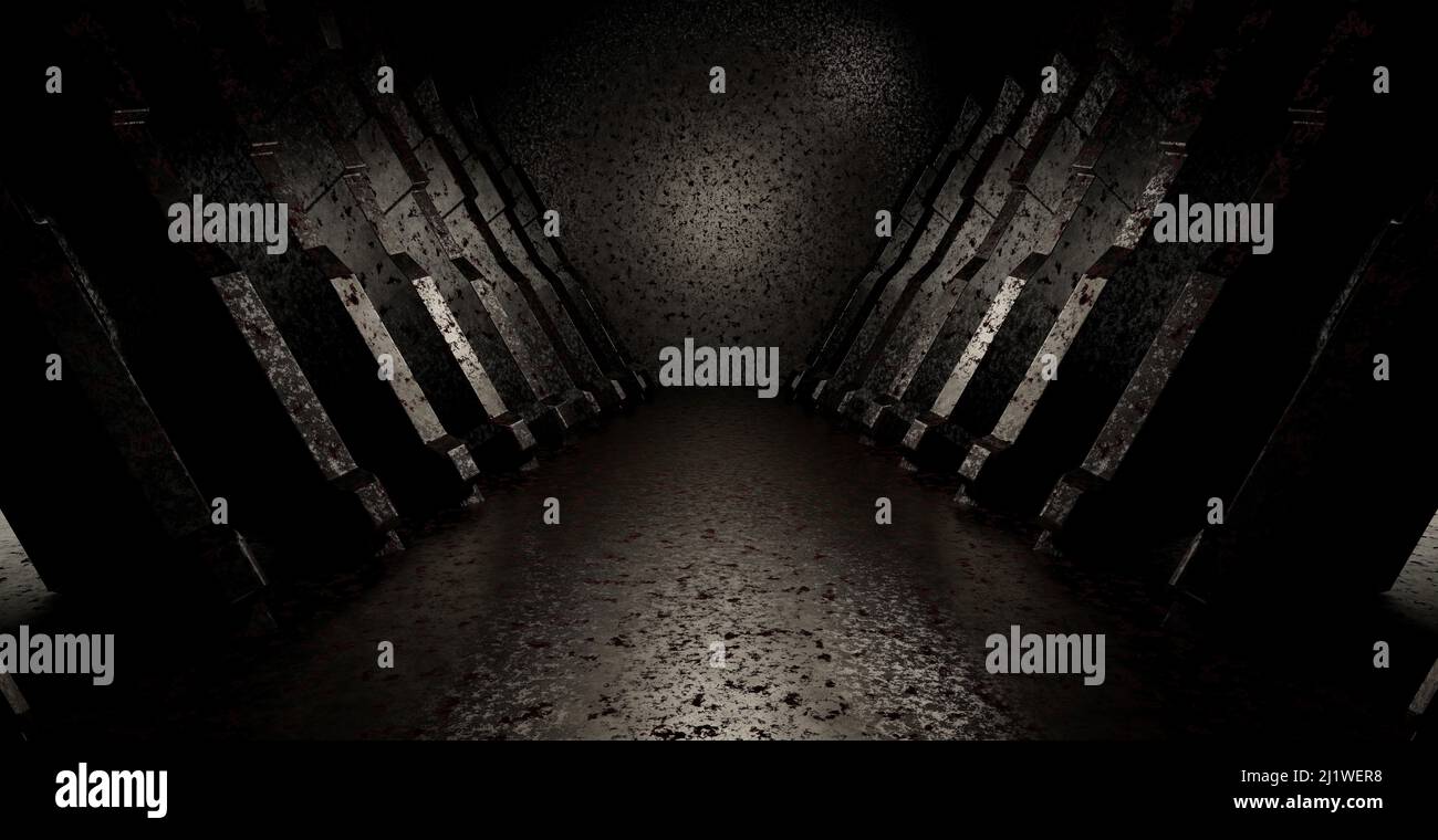 Grungy Futuristic Extraterrestrial Concrete Alien Showroom Lighted Gray ...