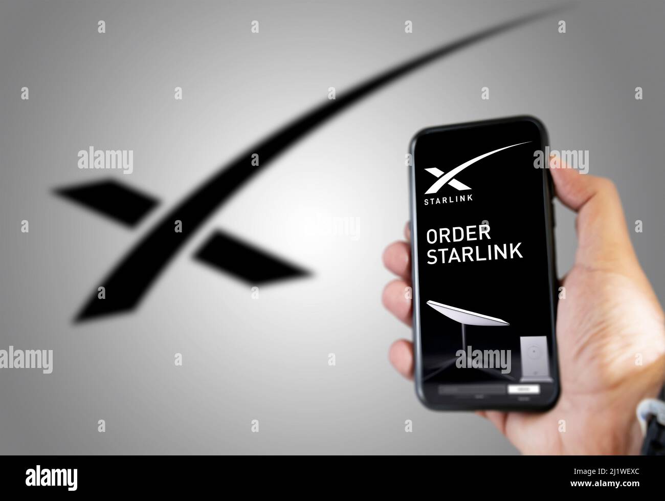 Redmond, Washington, USA, November 2021: ordering a Starlink product ...