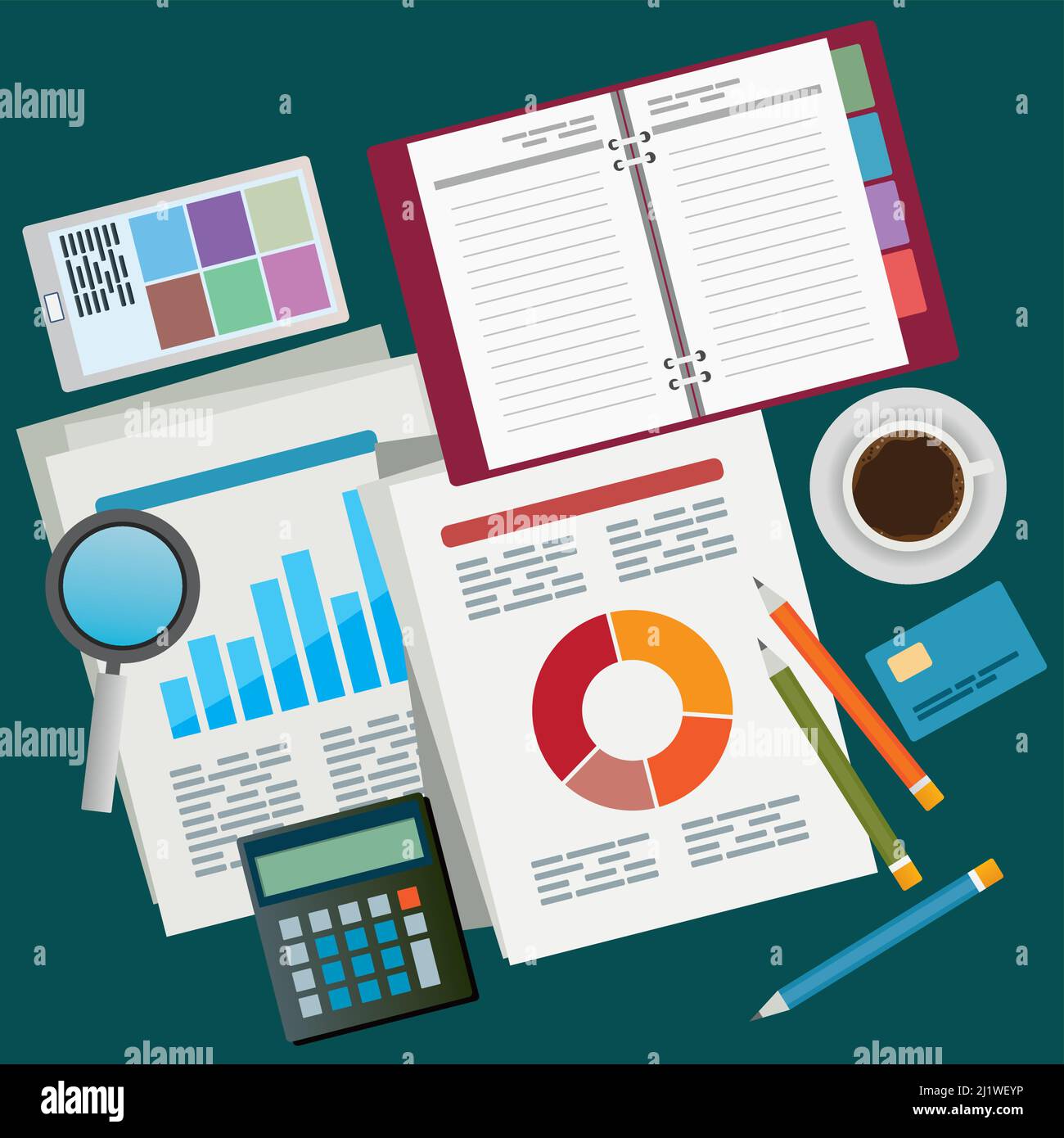 Flat design with Accounting and Financial reports - vector illustration ...