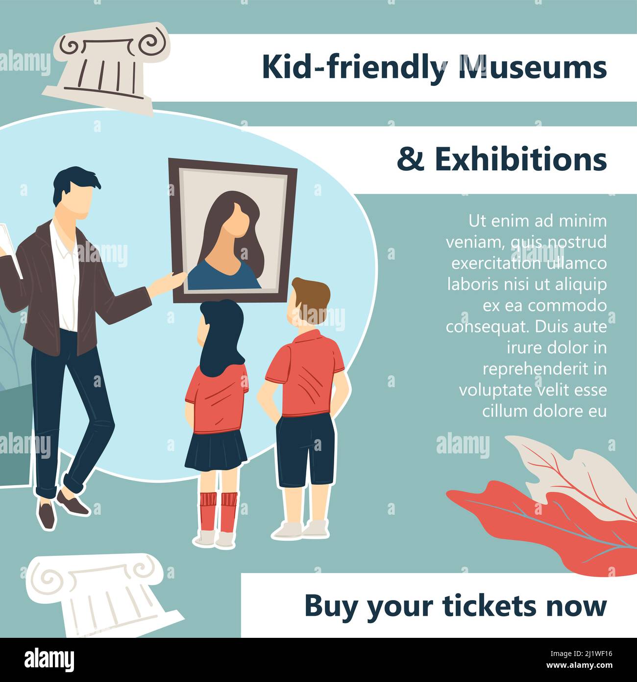 Kid frendly museums and exhibitions buy tickets Stock Vector Image ...
