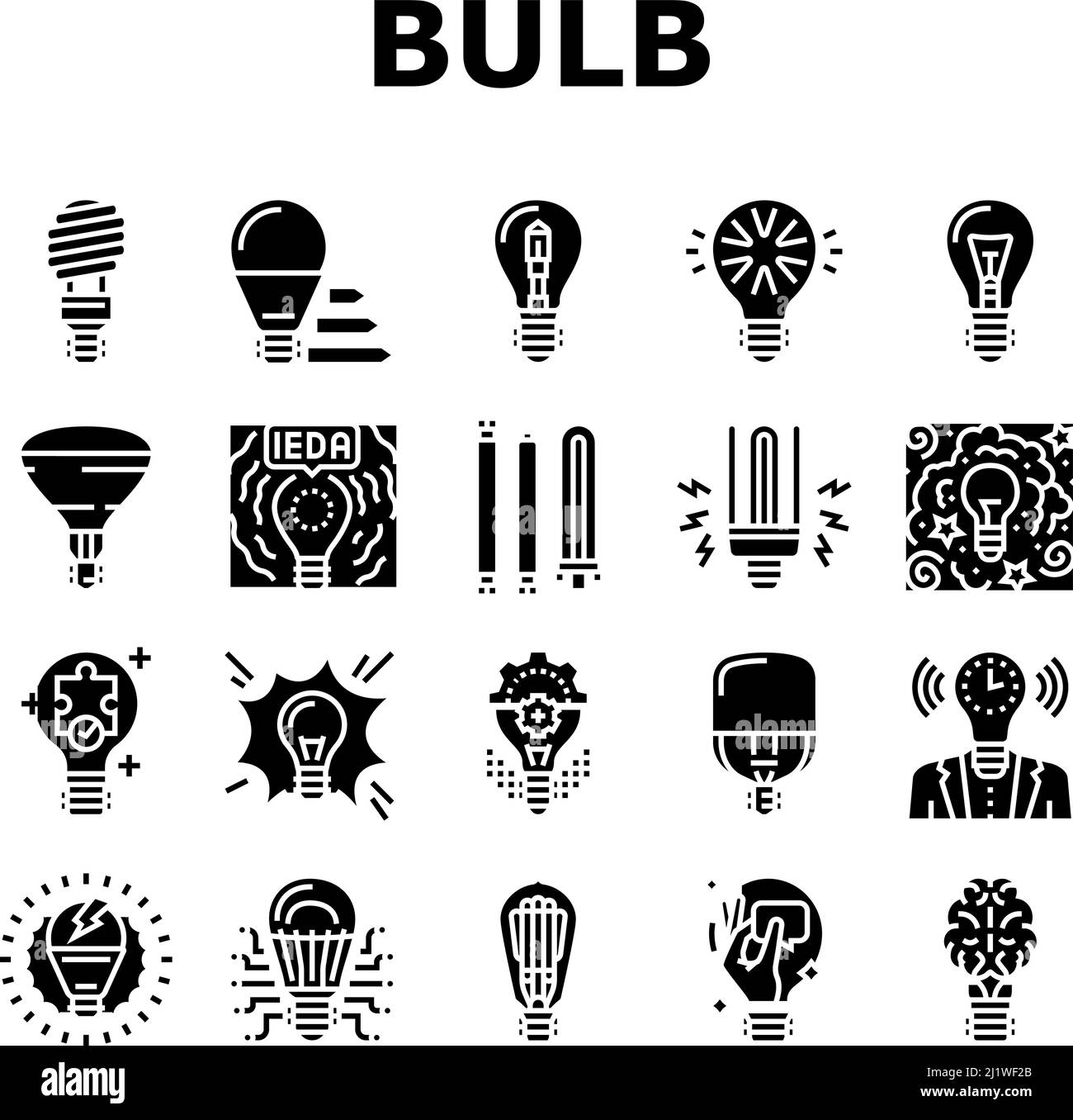 Bulb Electrical Energy Accessory Icons Set Vector Stock Vector Image ...