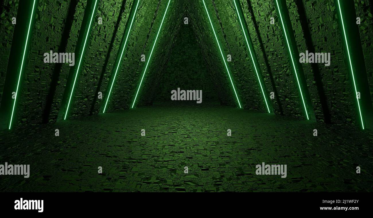 Modern Digital Simulation Metal Stage Room Warehouse Showroom Dimmed ...