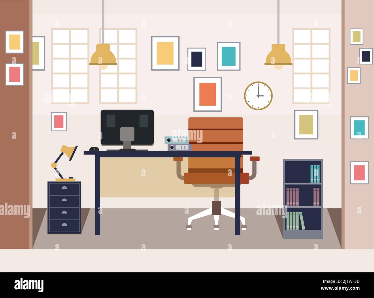 Flat design modern home office - vector illustration Stock Vector Image ...