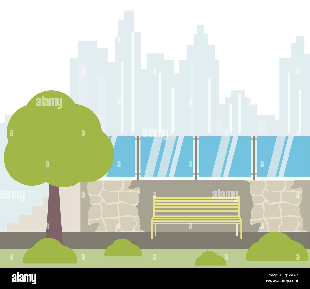 Flat design viewpoint and skyscrapers at background - vector ...