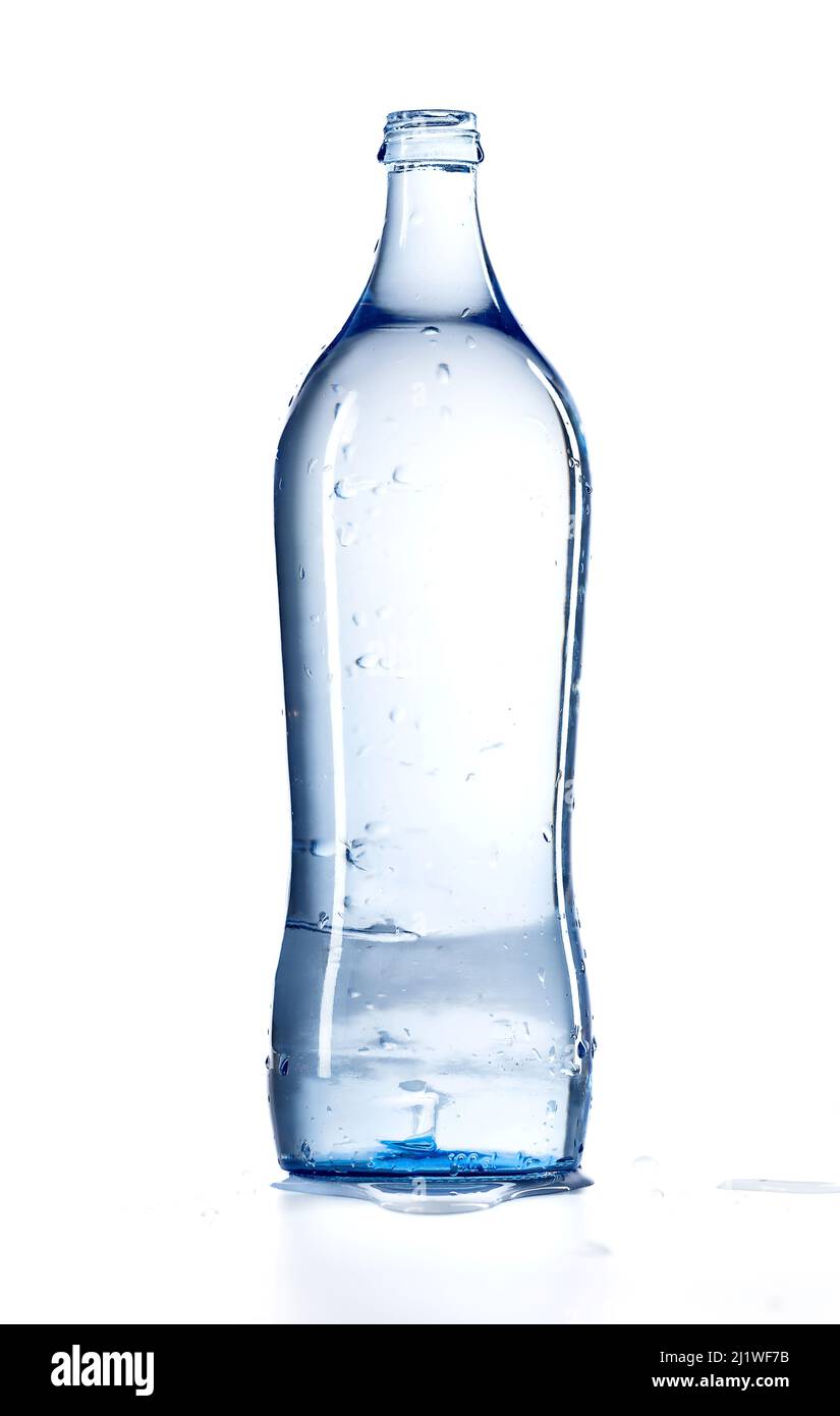 Front view glass water bottle isolated on white background Stock Photo ...