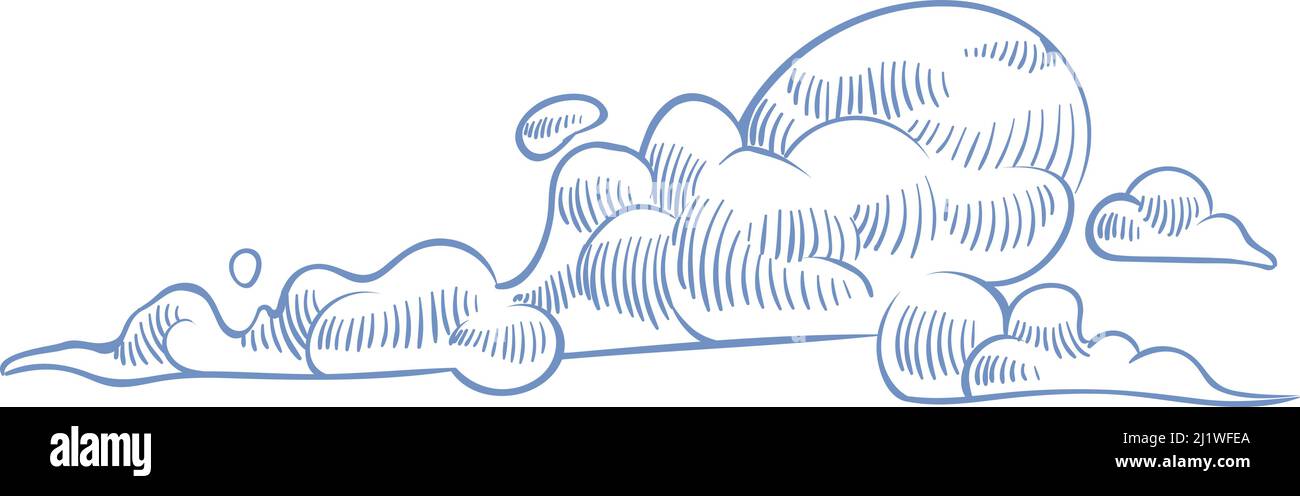 Flying cloud icon. Windy sky sketch drawing Stock Vector Image & Art ...