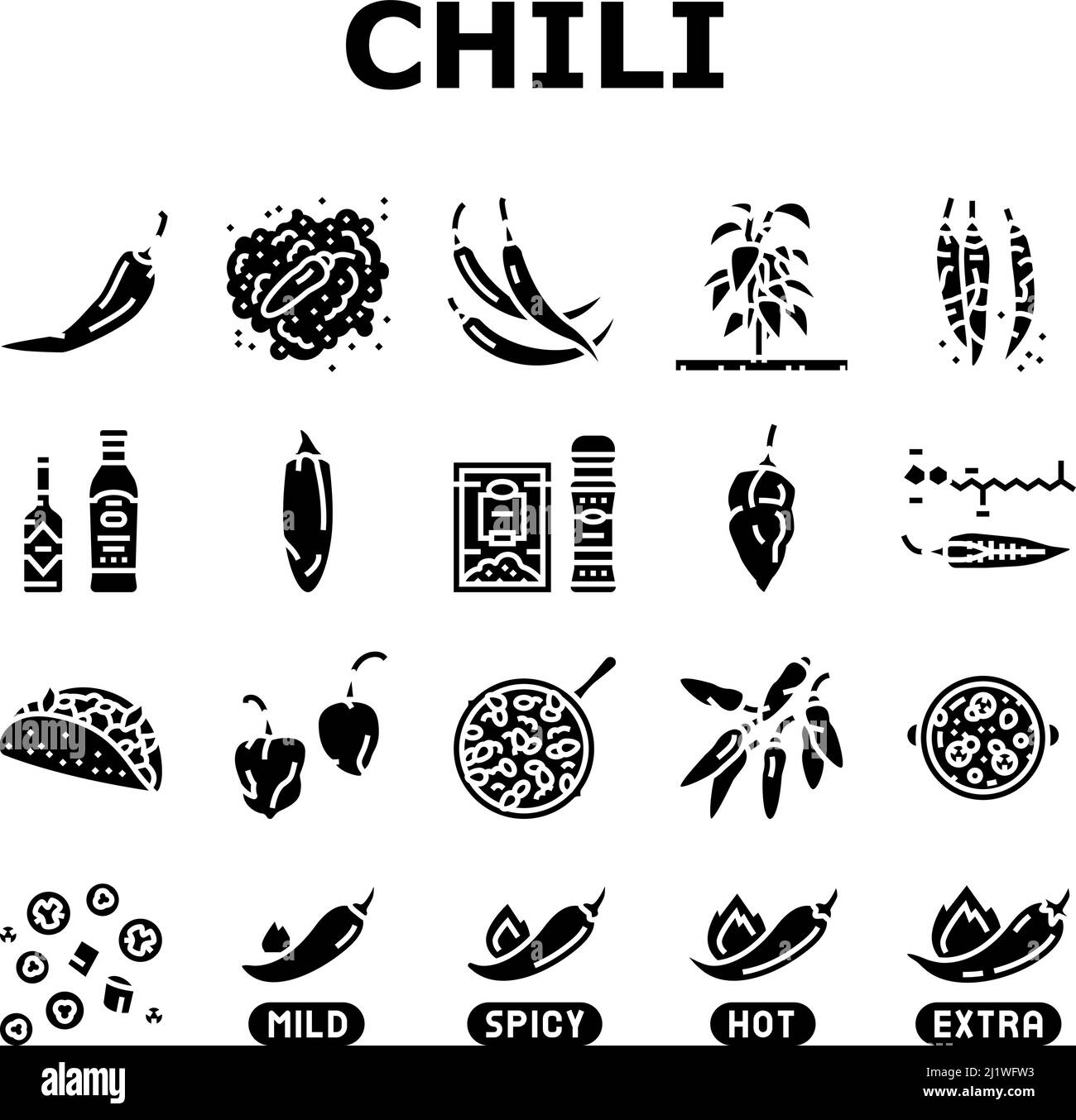 Black mexican dried chili pepper Stock Vector Images - Alamy
