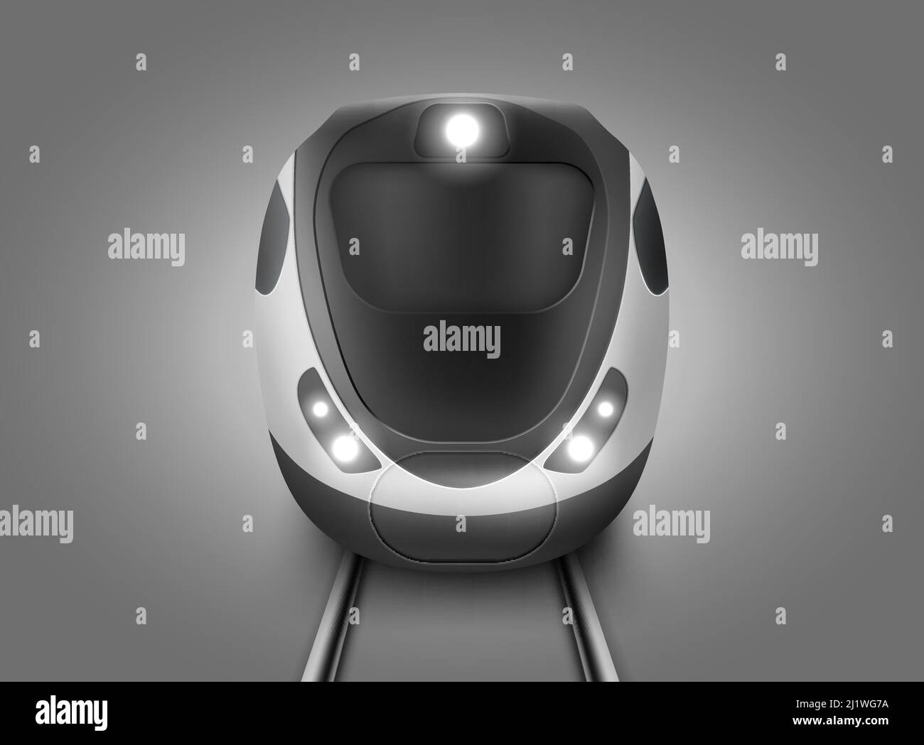 Modern subway train front view. Vector realistic illustration of front ...