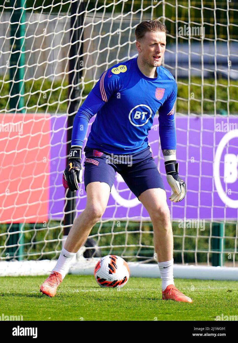 England goalkeeper Jordan Pickford during a training session at the ...