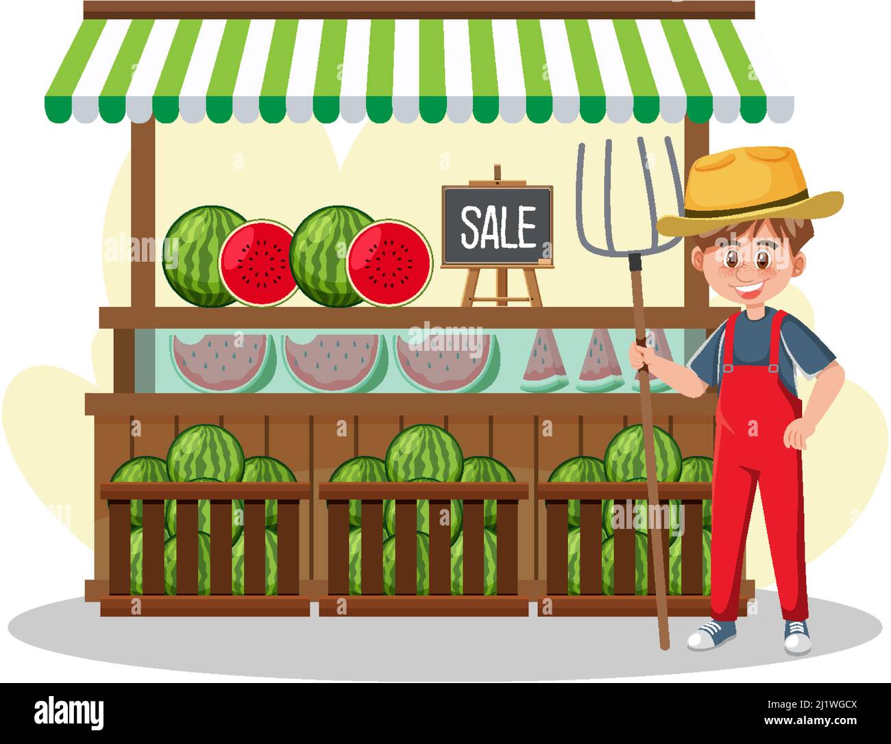 Flea market concept with fruit store illustration Stock Vector Image ...