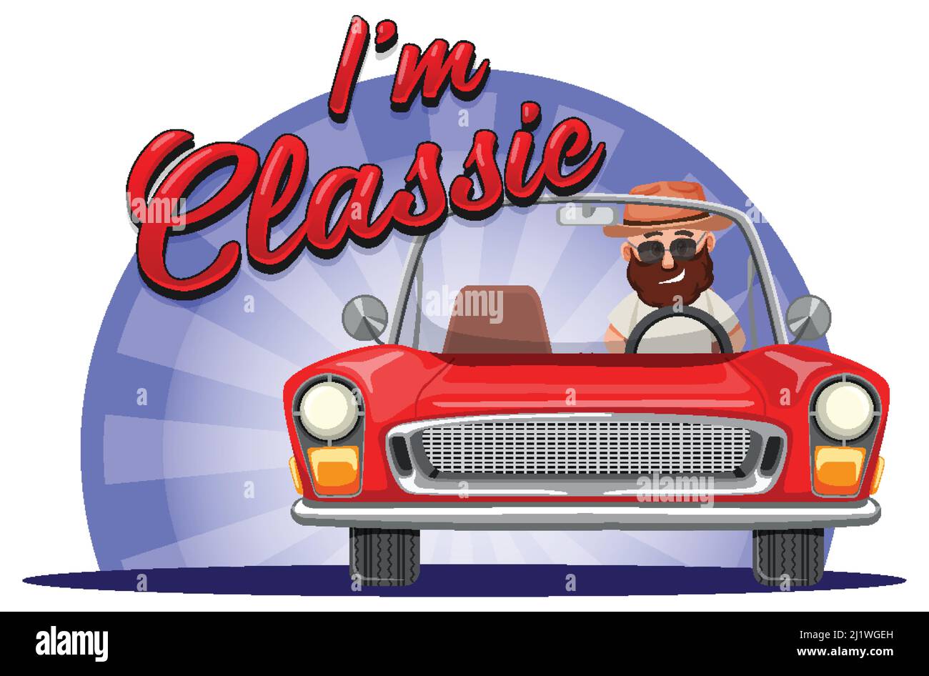 Classic car with driver on white background illustration Stock Vector ...