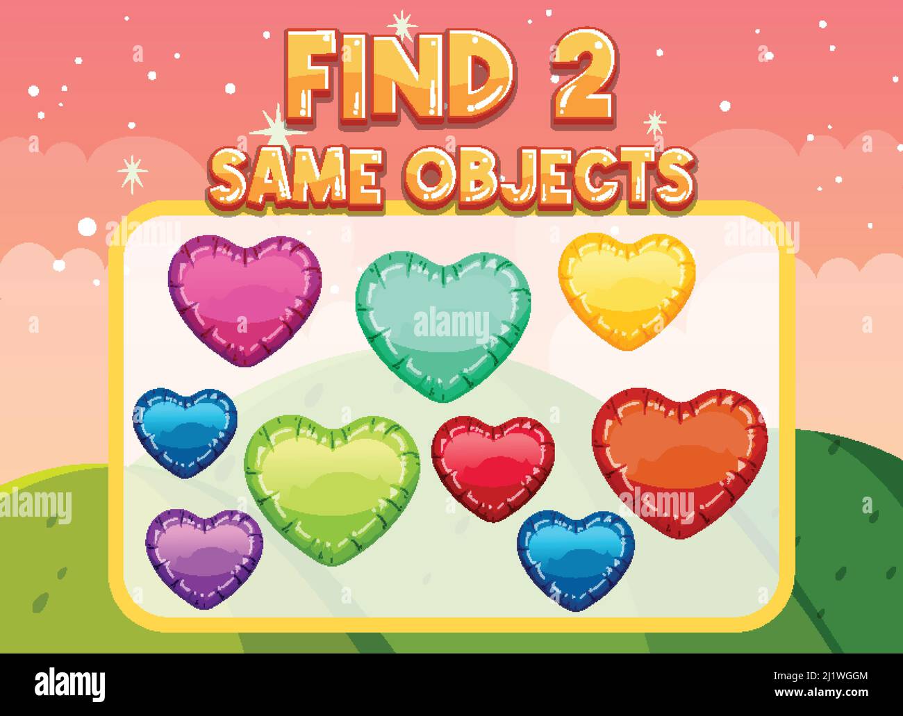 Find 2 same object worksheet for children illustration Stock Vector ...