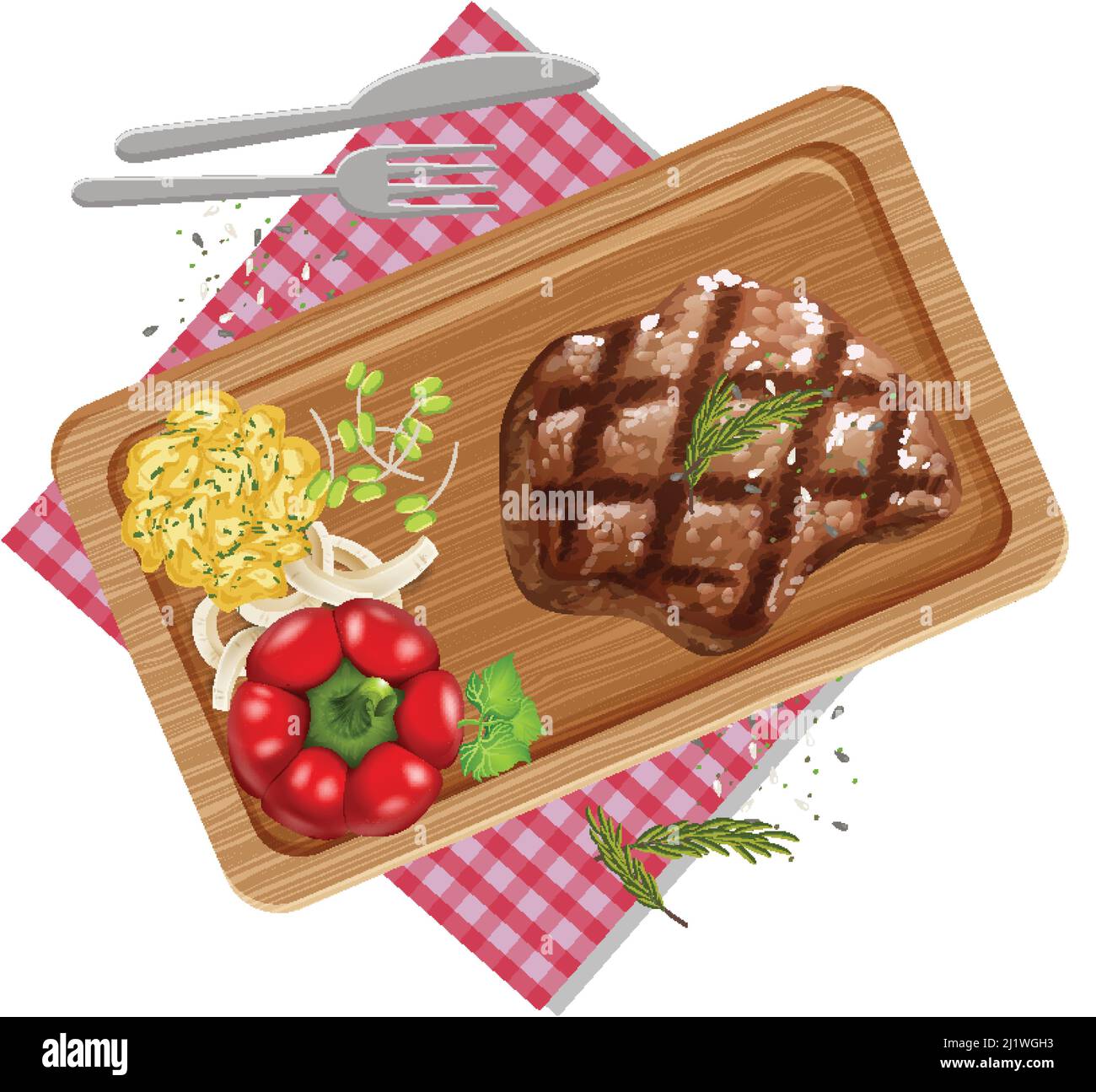 Steak plate restaurant view Stock Vector Images - Alamy
