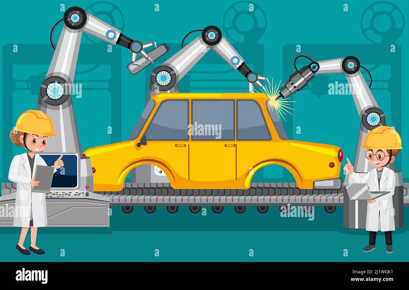Car manufacturing automation concept Stock Vector Images - Alamy