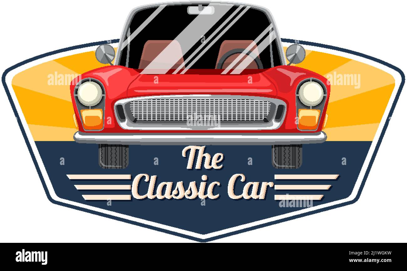The classic car concept with old car front view illustration Stock ...