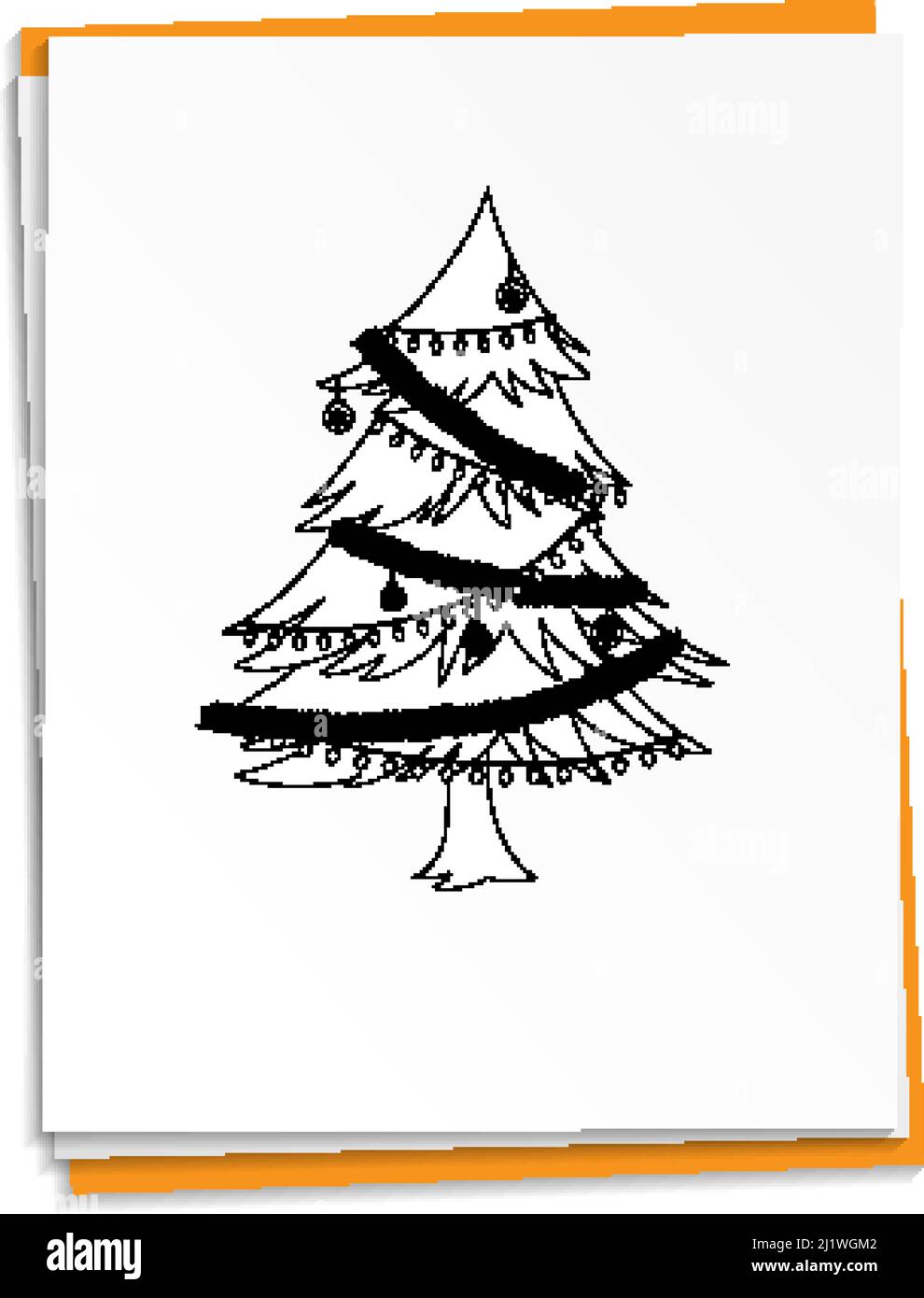 Hand drawn Christmas tree on paper illustration Stock Vector Image ...