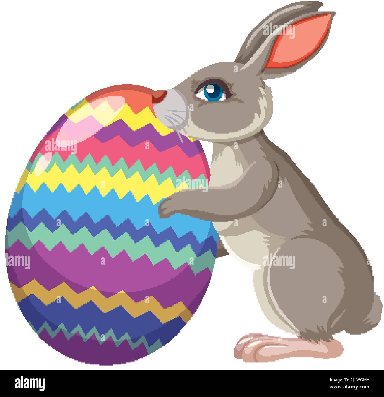 Easter bunny holding decorated egg illustration Stock Vector Image ...