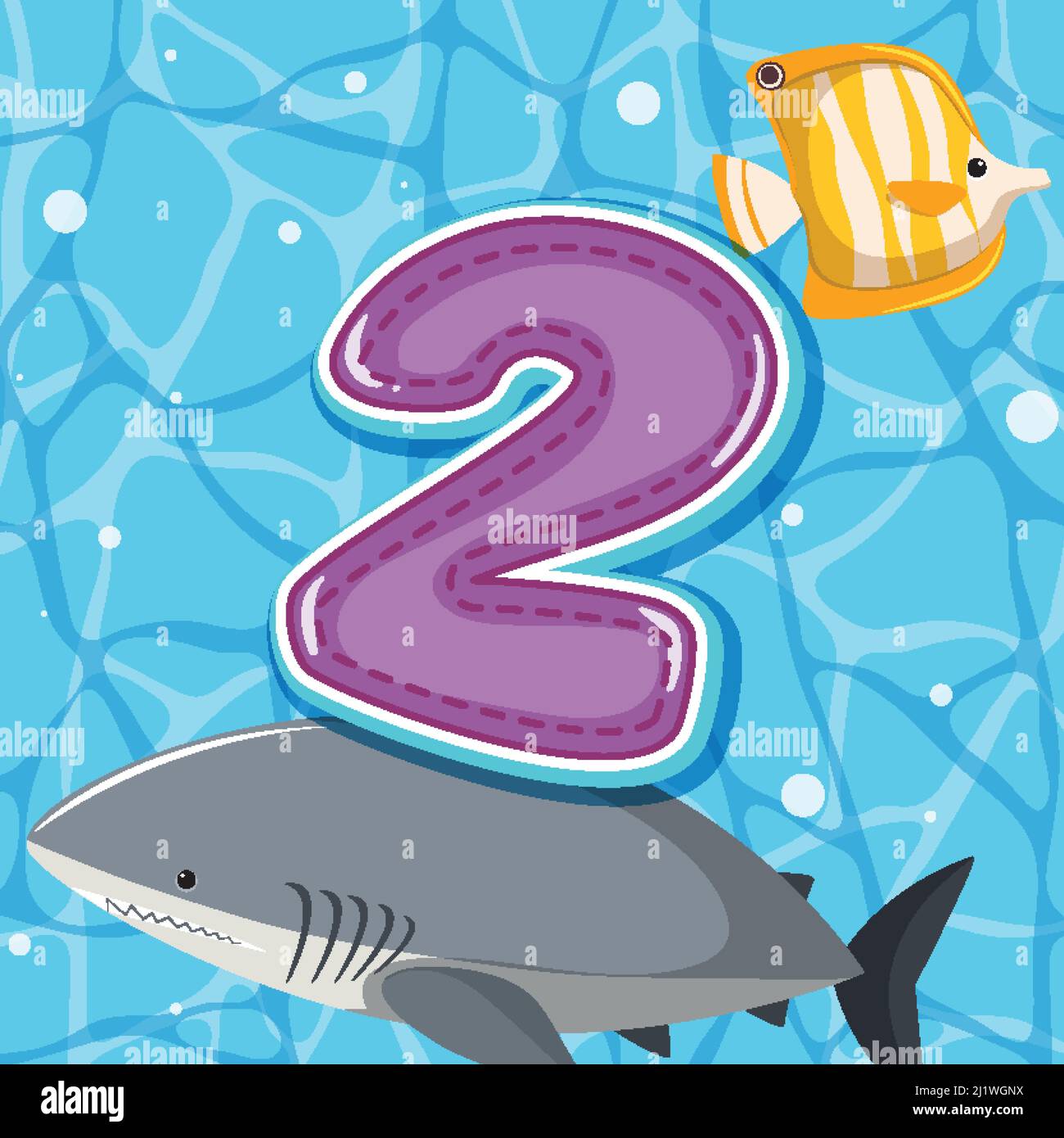 Number two with sea animals illustration Stock Vector Image & Art - Alamy