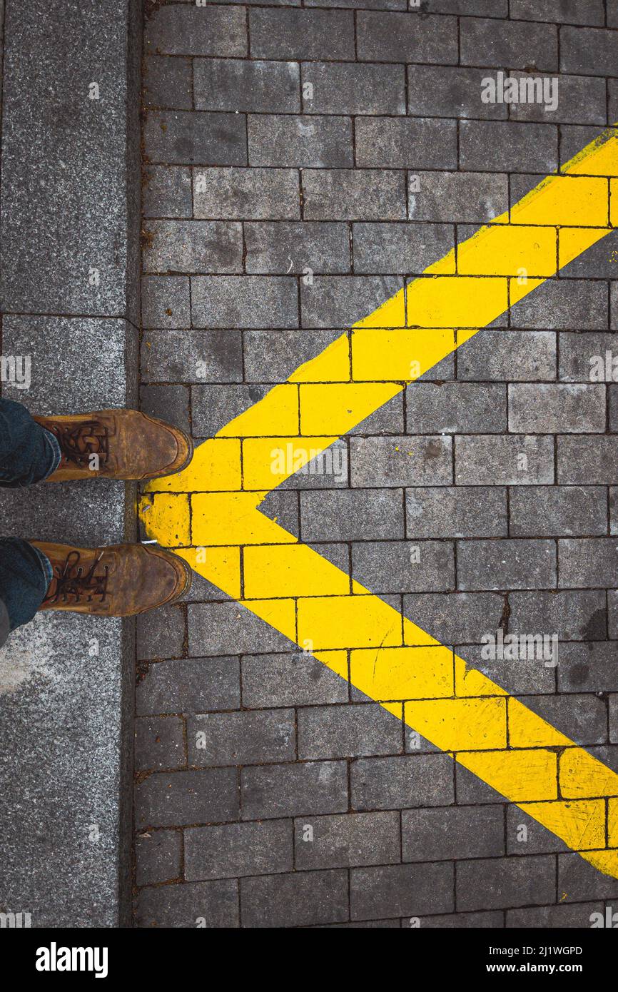 traffic signs painted on the street Stock Photo - Alamy