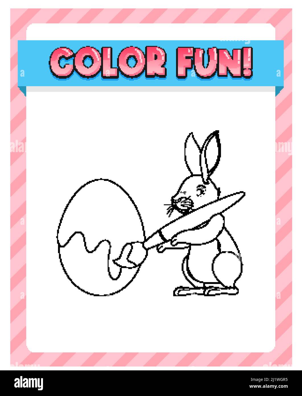 Worksheets template with color fun! text and rabbit outline ...