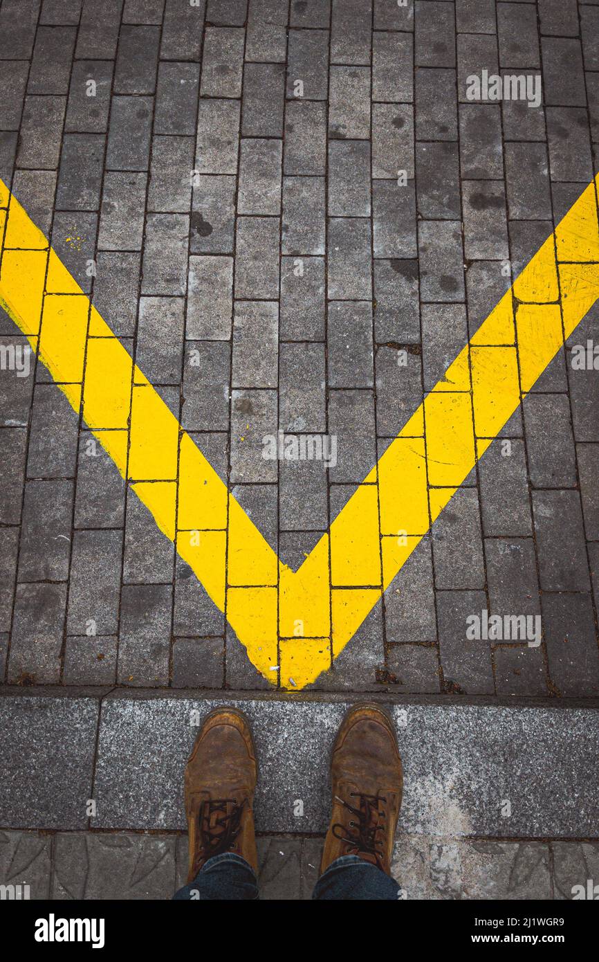 traffic signs painted on the street Stock Photo - Alamy