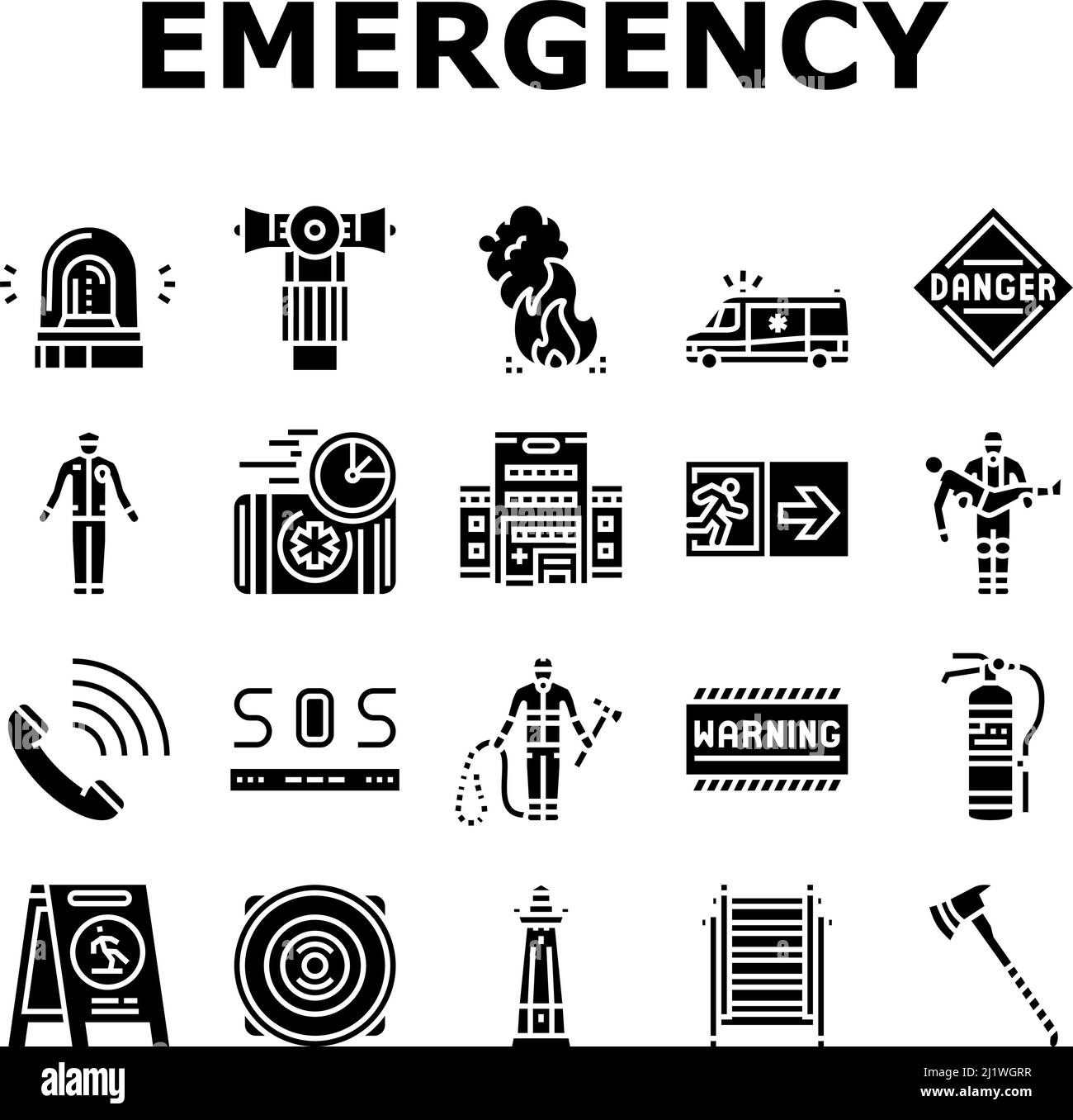 Emergency Helping In Accident Icons Set Vector Stock Vector Image & Art ...