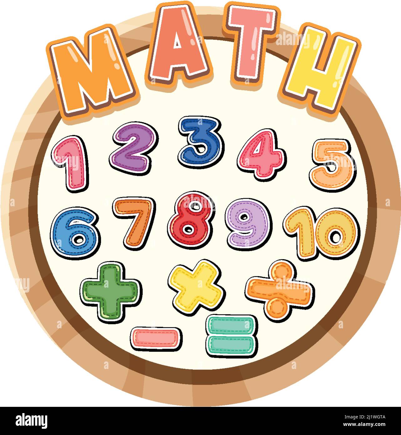 Counting number 0 to 9 and math symbols illustration Stock Vector Image ...