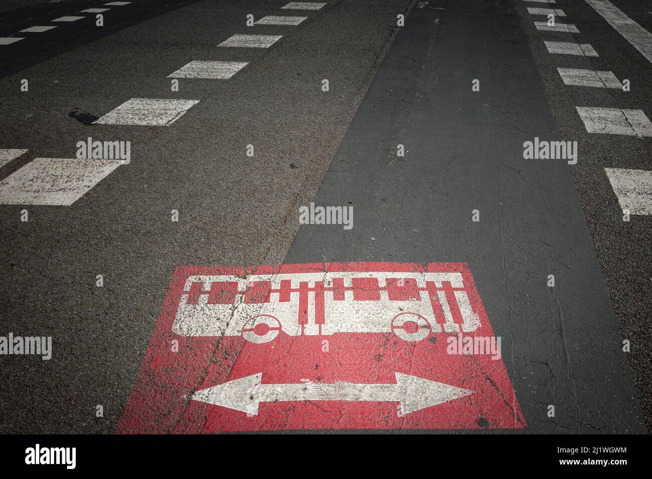 traffic signs painted on the street Stock Photo - Alamy