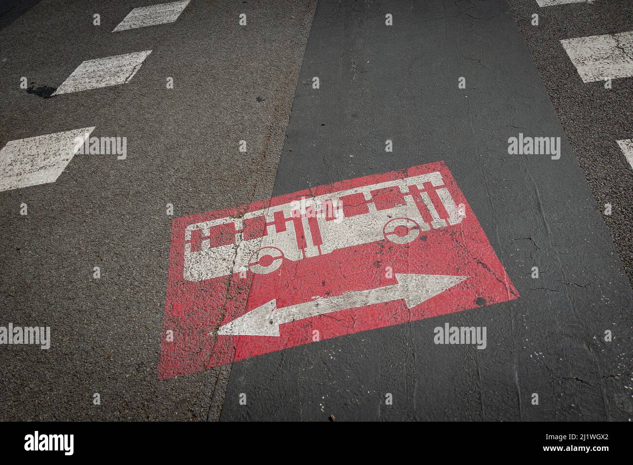 traffic signs painted on the street Stock Photo - Alamy