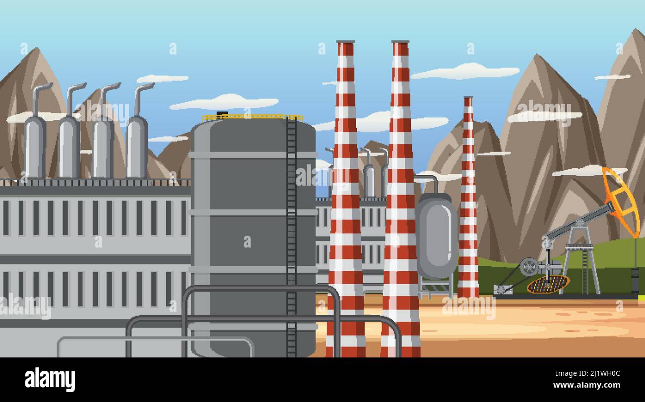 Petroleum industry scene concept illustration Stock Vector Image & Art ...