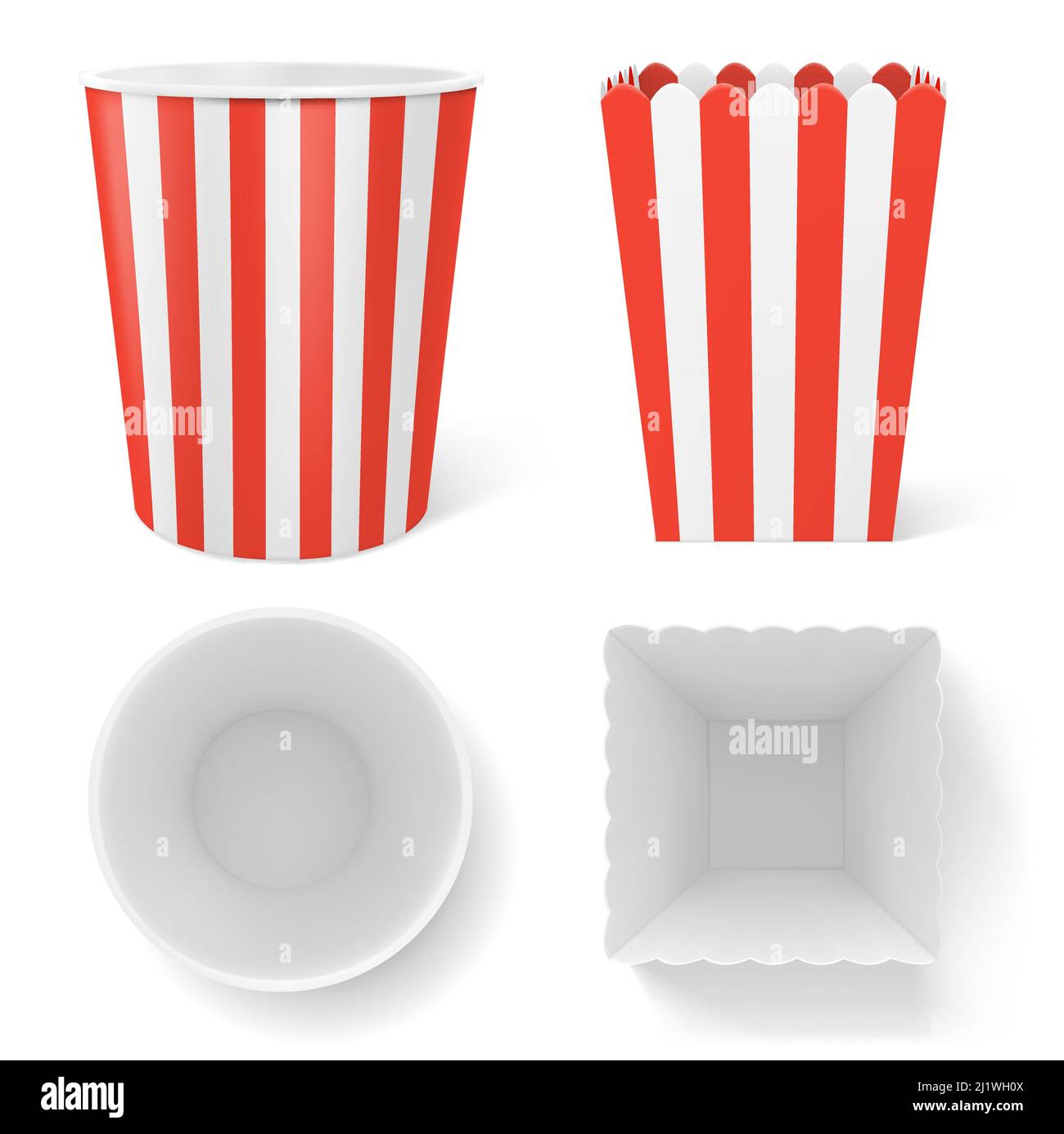 Striped bucket for popcorn, chicken wings or legs mockup isolated on ...