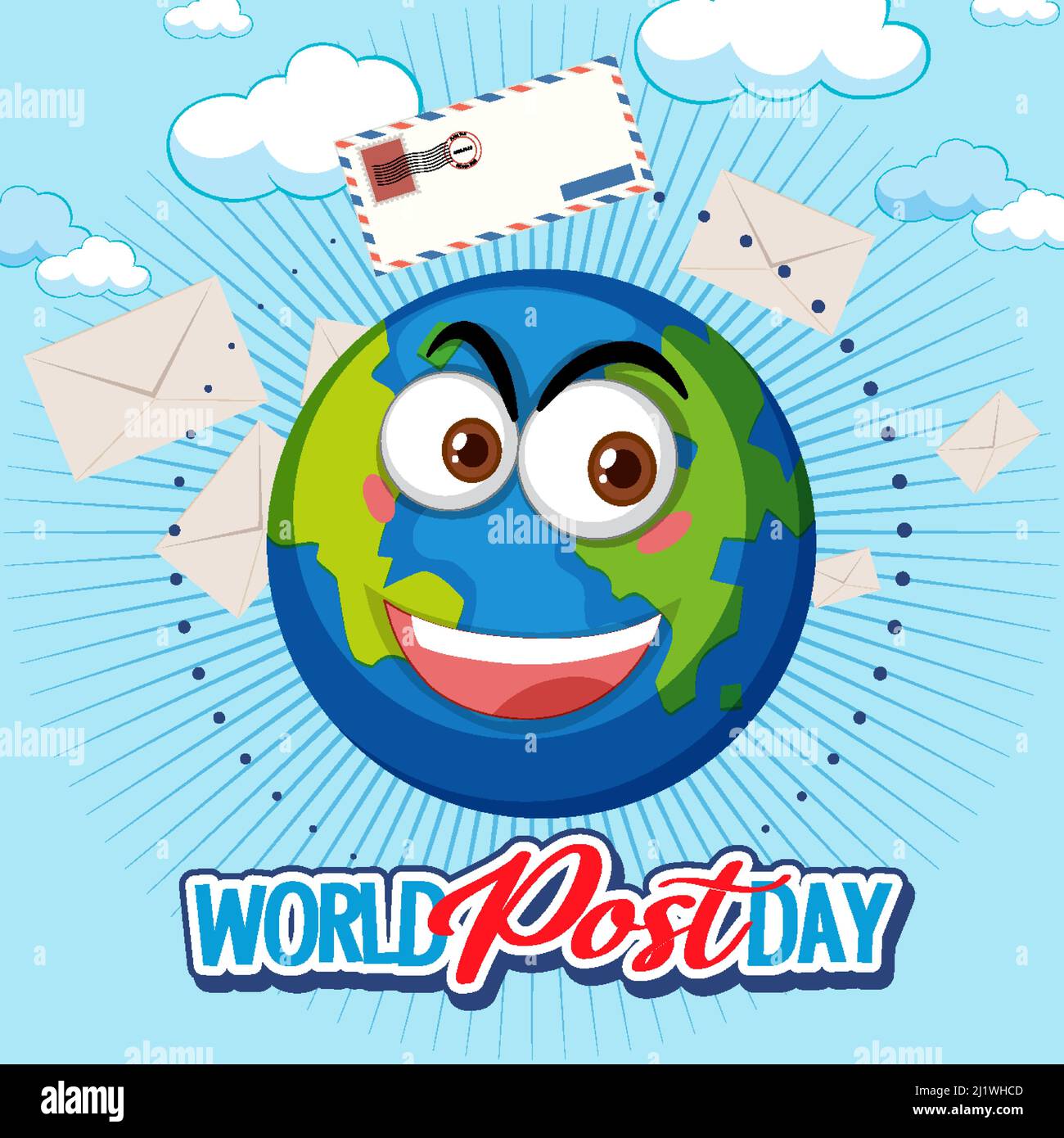 World Post Day banner with smiling earth illustration Stock Vector ...