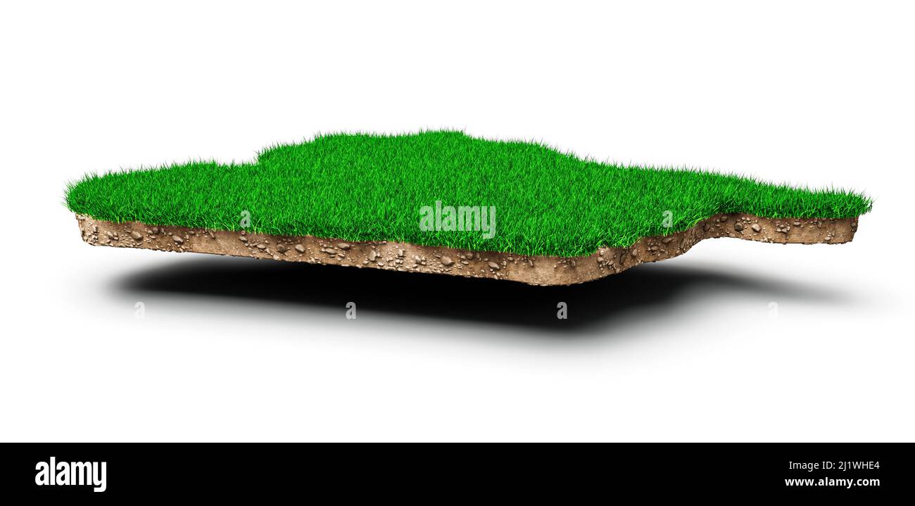 A 3d illustration of a Syria map soil land geology cross-section with ...