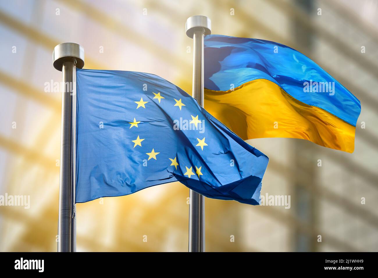 Flags of European Union and Ukraine Stock Photo - Alamy