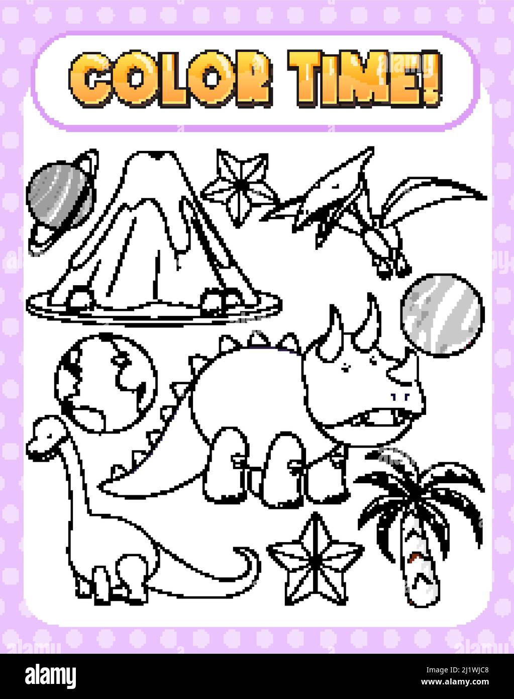 Worksheets template with color time! text illustration Stock Vector ...